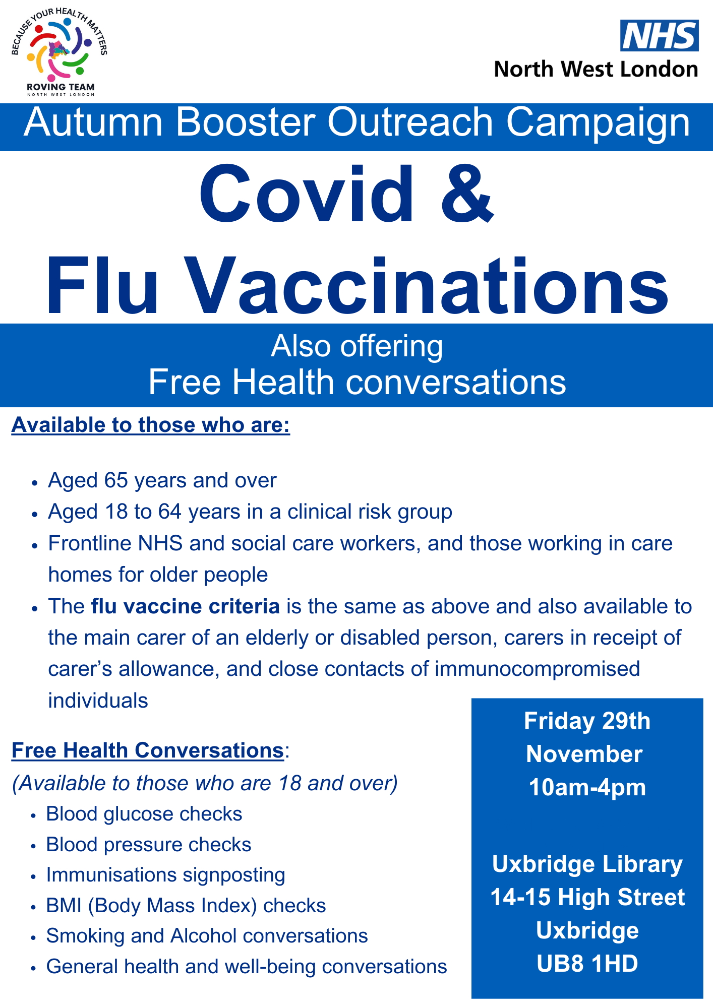 Covid & Flu Vaccinations at Uxbridge Library – Eastcote Residents ...